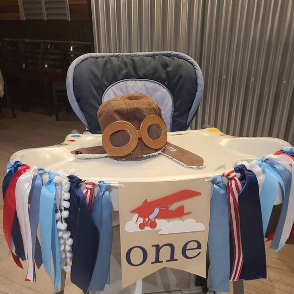 Time Flies 1st Birthday Decor, Airplane High Chair Banner, Vintage ...