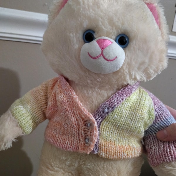 Teddy Bear Cardigan Knitting Pattern: Raglan Sleeves, 16-18 Inch ...