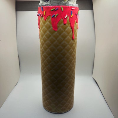 Seamless Pink Ice Cream Cone Wafer With Sprinkles Sublimation Tumbler ...