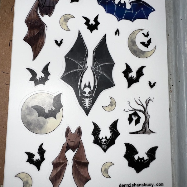 Creepmas Bat Sticker – Snowy Bones – Cute Bat Water Bottle Sticker ...