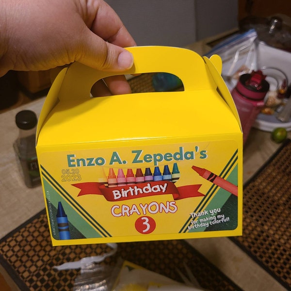 Crayon Birthday Colorful Party Goody Loot Boxes Favors, With PHOTO or ...