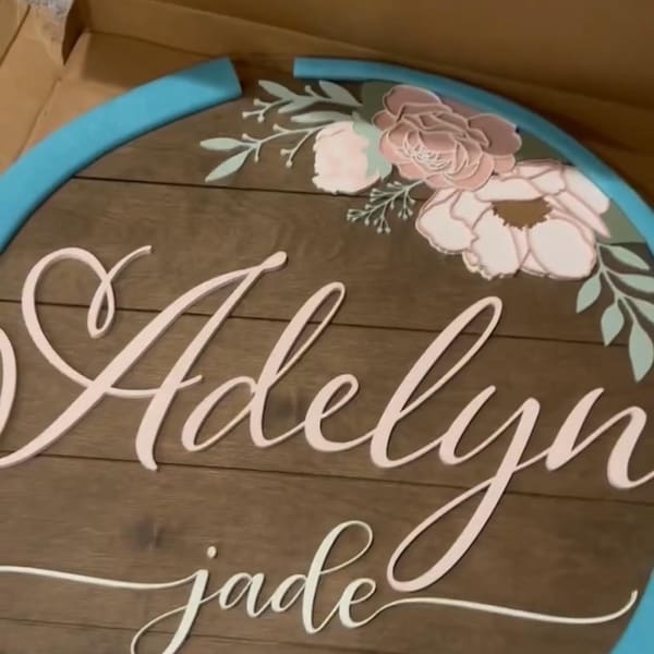 Personalized Floral Name Sign for Nursery | Baby Girl Room Decor ...