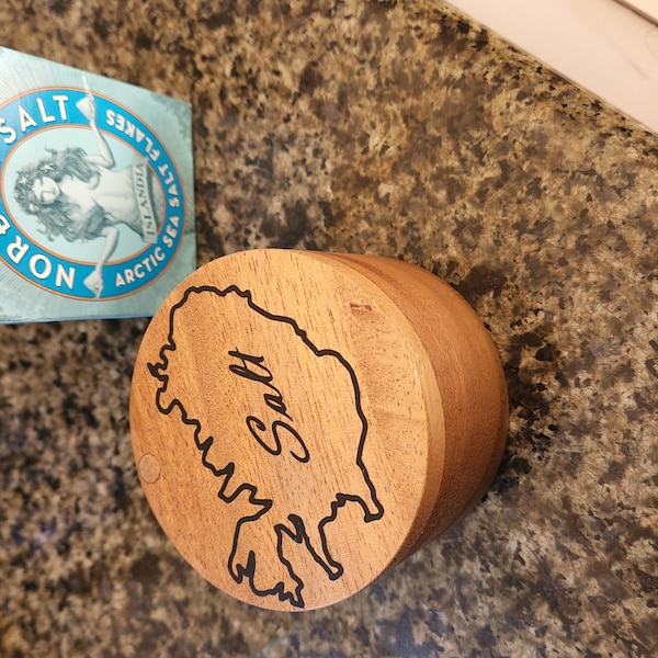 Acacia Wood Salt Cellar, Personalized Salt Cellar, Custom Salt Cellar ...