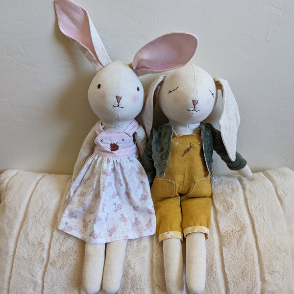 Bunny Doll With Clothes Easy Sewing Pattern PDF. 40cm/16 Cloth Rabbit ...
