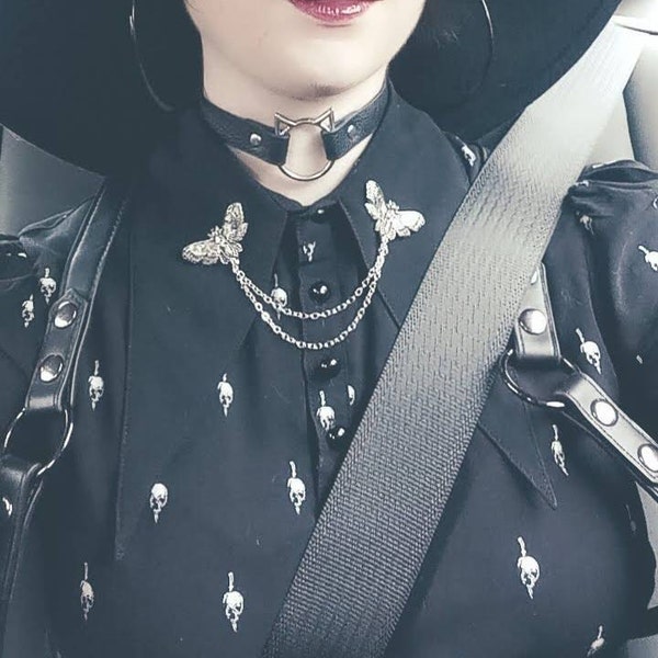 Skull Moth Collar Pin Bug Collar Clips Womens Death Head Moth Brooch ...