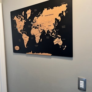 World Map Push Pin World Map Wall Art Wooden Travel Map - Etsy