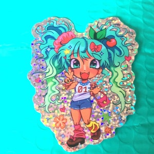 Gyaru Hatsune Miku Acrylic Epoxy Glitter Keychain - Etsy