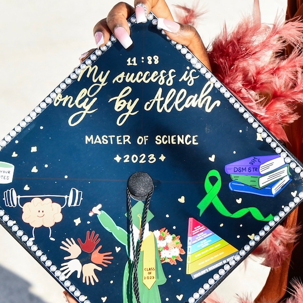 Custom Hijabi Muslim Graduation Cap - Hand Painted Cap - 3D ...
