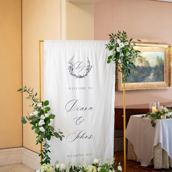 Fabric Linen Welcome Sign | Welcome Sign | Bridal Shower Sign | Wedding ...