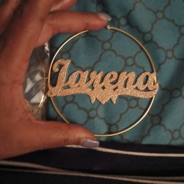 Custom Bling Name Hoop Earrings: Personalized Large Hoops, Gold Jewelry ...