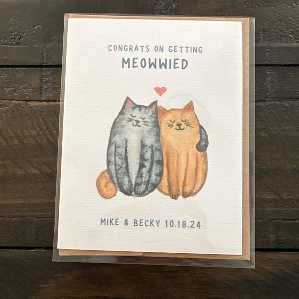 Cute Cats Wedding Card, Congratulations Engagement / Marriage Card for ...