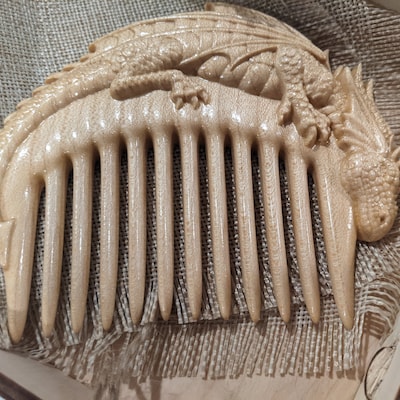 Dragon Wooden Comb, Dragon Design Comb, Wood Beard Comb, Wooden Hair ...