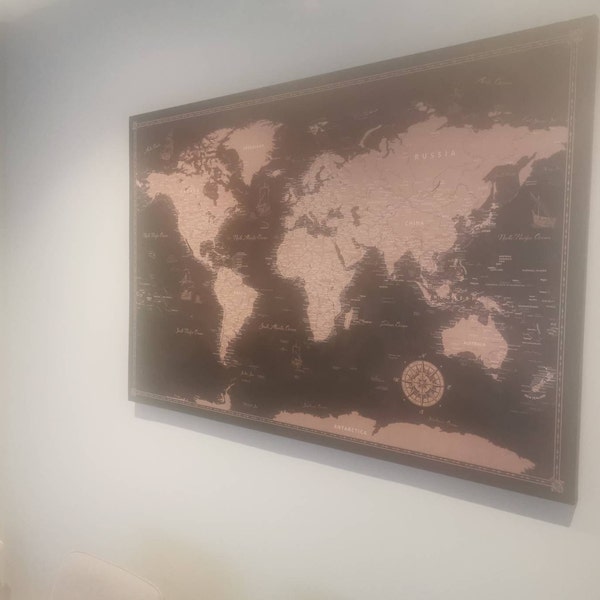 Personalized World Map Travel Pushpin Pinboard Home & Wall Decor Cork ...