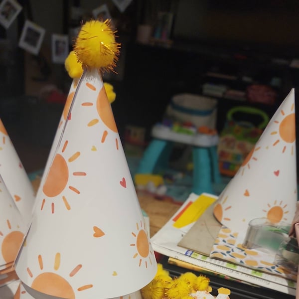 Boho Sun Birthday Party Hat Printable, Sun Birthday Party Hats ...
