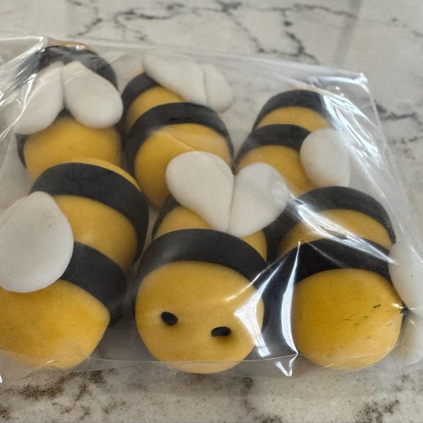 Fondant / Gum Paste Bees Cake or Cupcake Topper. Edible Bees Decoration ...