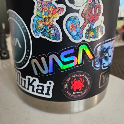 NASA Holographic Iridescent Sticker Decal Worm Logo Galaxy Metallic ...