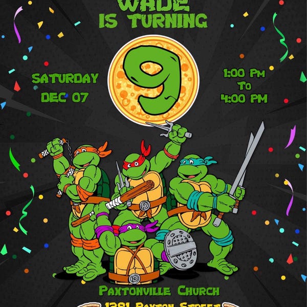 Editable Ninja Turtle Birthday Invitation | Printable Ninja Invite ...