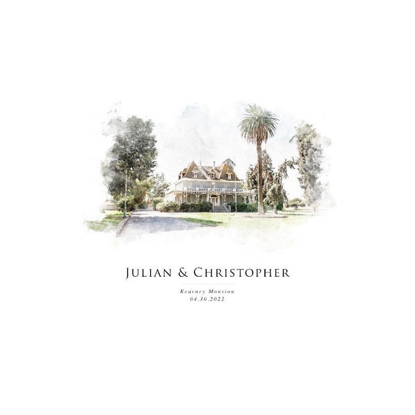 Custom Venue Wedding Invitation Invite With Venue Illustration Wedding ...