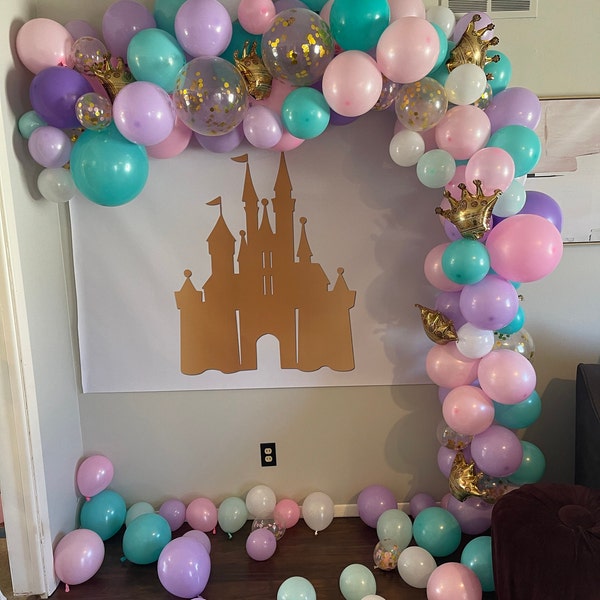 PRINCESS CASTLE Birthday Backdrop - Party Backdrop - Party Banner ...