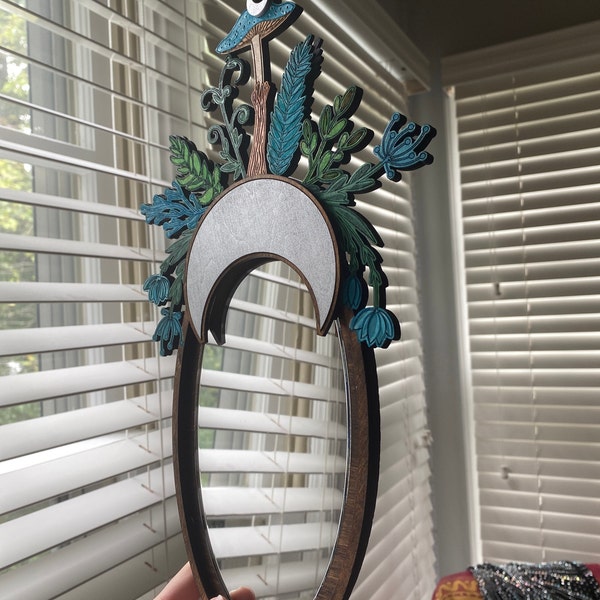 Mushroom Wreath Mirror Foraging Mirror Woodsy Mirror Fairy Garden ...