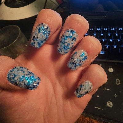 Dahlia Iridescent Pastel Blue Glitter Dip Powder - Etsy