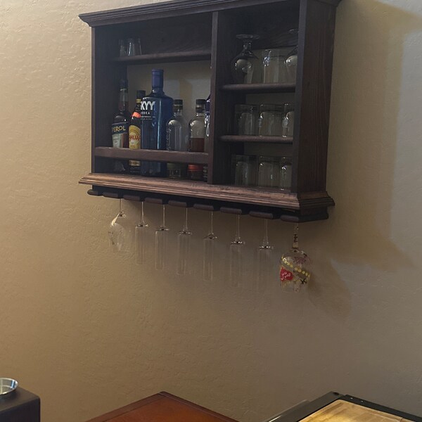 Mini Bar, Red Mahogany Stain Wine Rack, 3'x2' Liquor Cabinet, Wall ...
