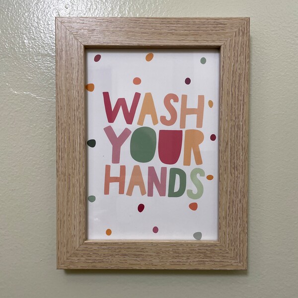 Wash Your Hands Print, Kids Bathroom Prints, Kids Bathroom Signs ...