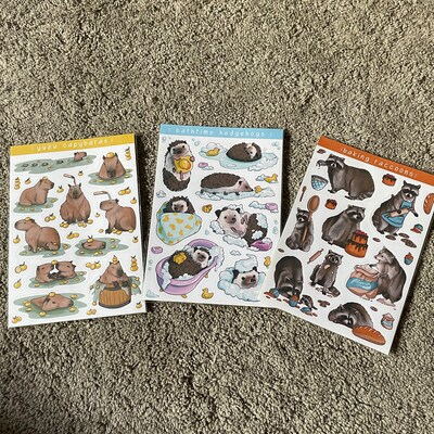 Candy Capybara Sticker Sheet Sweets Capybara Stickers - Etsy
