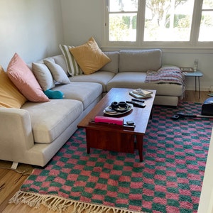 Beige and White Checkered Rug, Moroccan Checkered Rug, Beige Area Rug ...