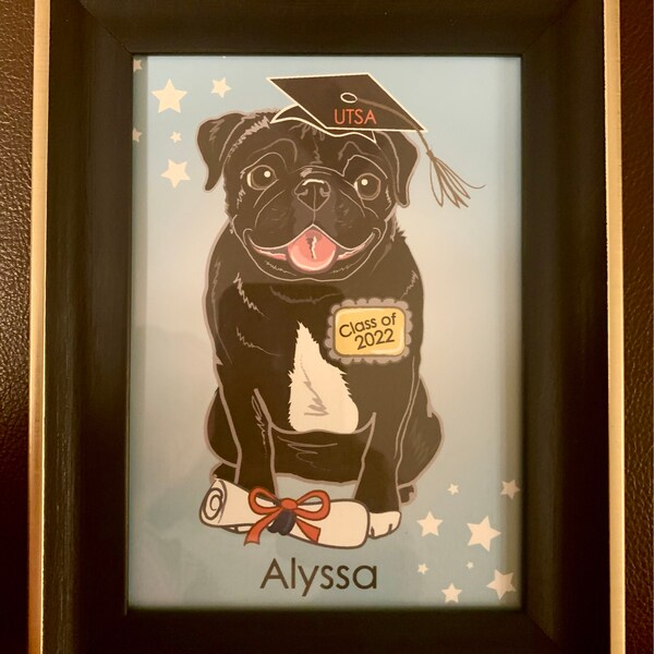 Black Pug Graduation Greeting Card - Choose Your Grad Year - Etsy