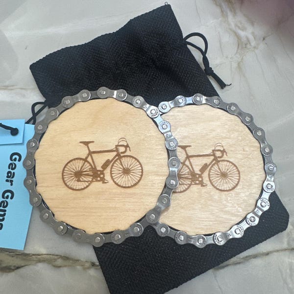 Engraved Bike Chain Coaster - Set of 1, 2, or 4 - 11cm (4.3in) Diameter ...