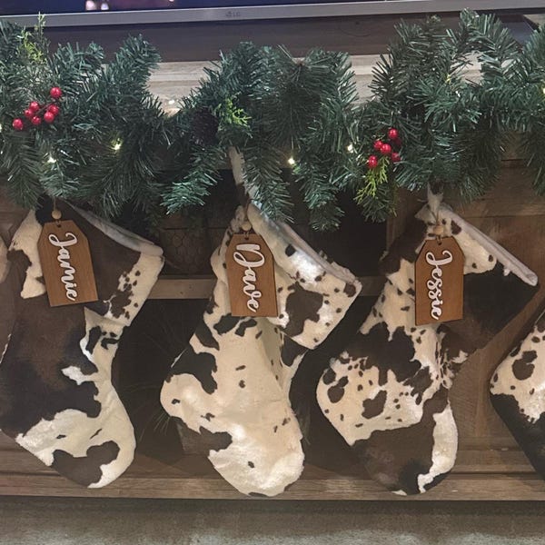 Personalized Christmas Stockings|christmas Cow Stockings|cow Print ...