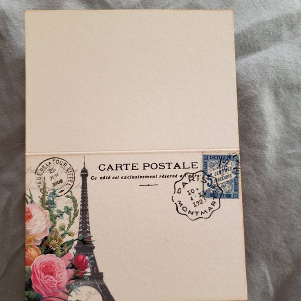 Wedding Place Cards Vintage French Eiffel Tower Postcard Tent Style ...