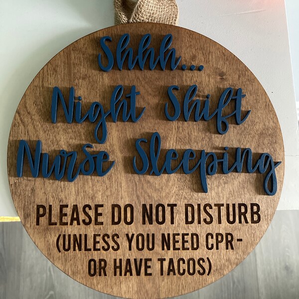 Nurse Sleeping Door Sign, Nurse Sign, Nurse Gift, Nurse Gift Ideas ...