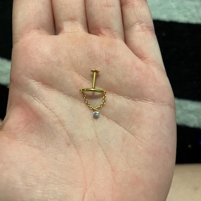 14g Burnished Gold Industrial Barbell Arrow With Stone Industrial ...