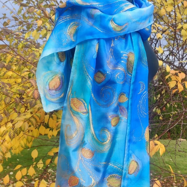 Ready2go. Artful Long Silk Scarf, Abstract Art. Very Long Scarf. Red ...