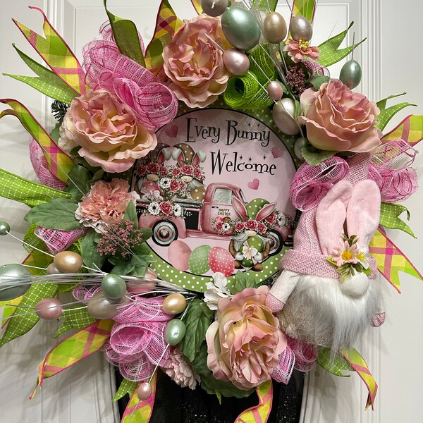 Every Bunny Welcome Easter Gnome Truck Sign - Spring Sign for Wreaths ...