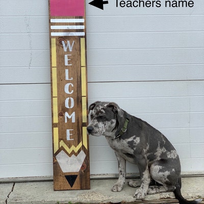 Welcome Pencil STENCIL Vertical Reusable for Painting Wood Signs ...
