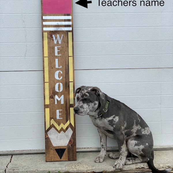Welcome Pencil STENCIL Vertical Reusable for Painting Wood Signs ...