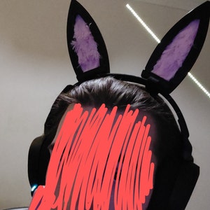 Bunny Ears for Headsets and Headphones, Faux Fur Rabbit Ears, Gamer ...