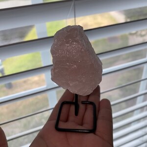 Rose Quartz Raw Stone on Metal Stand, Rose Quartz on Stand, Rose Quartz ...