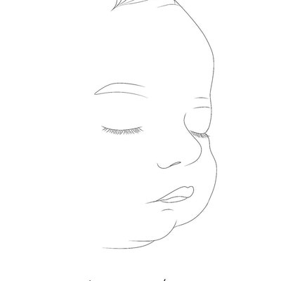 Side Profile Drawing With Birth Flower Custom Portrait Outline - Etsy