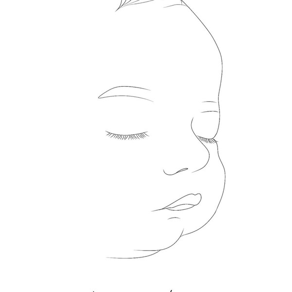 Side Profile Drawing With Birth Flower | Custom Portrait Outline - Etsy