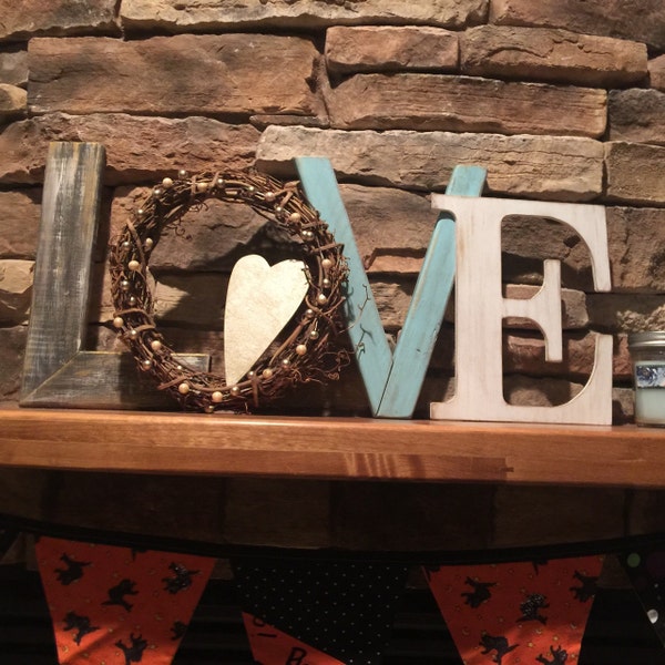 Wood Letters, Love Wood Letters, Gold Love, Valentine's Day Decor ...