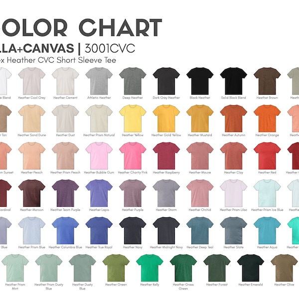 Gildan 5000 Adult T-shirt Color Chart | Gildan 5000 Heavy Cotton Unisex ...