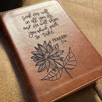 Compact ESV Leather Bible Engraved With Florals Beautiful - Etsy