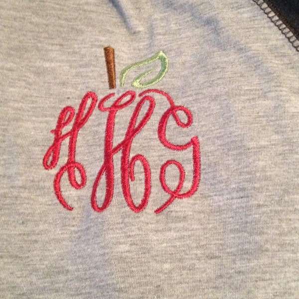 DIGITAL ITEM: Apple Monogram Topper Embroidery Design - Etsy
