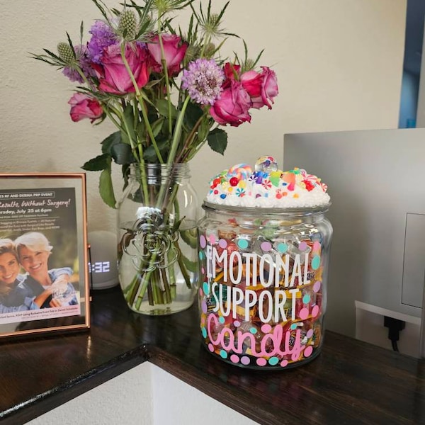 Personalized Funny Glass Candy Jar for Emotional Support, Custom Office ...