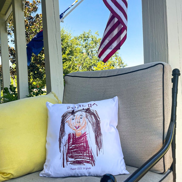 Kids Drawing Printed on Pillowcase- Personalized Custom Pillow- Kids ...