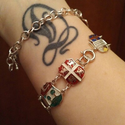 Silver Bracelet Charm Enamel Shield Chester Town Shield - Etsy UK